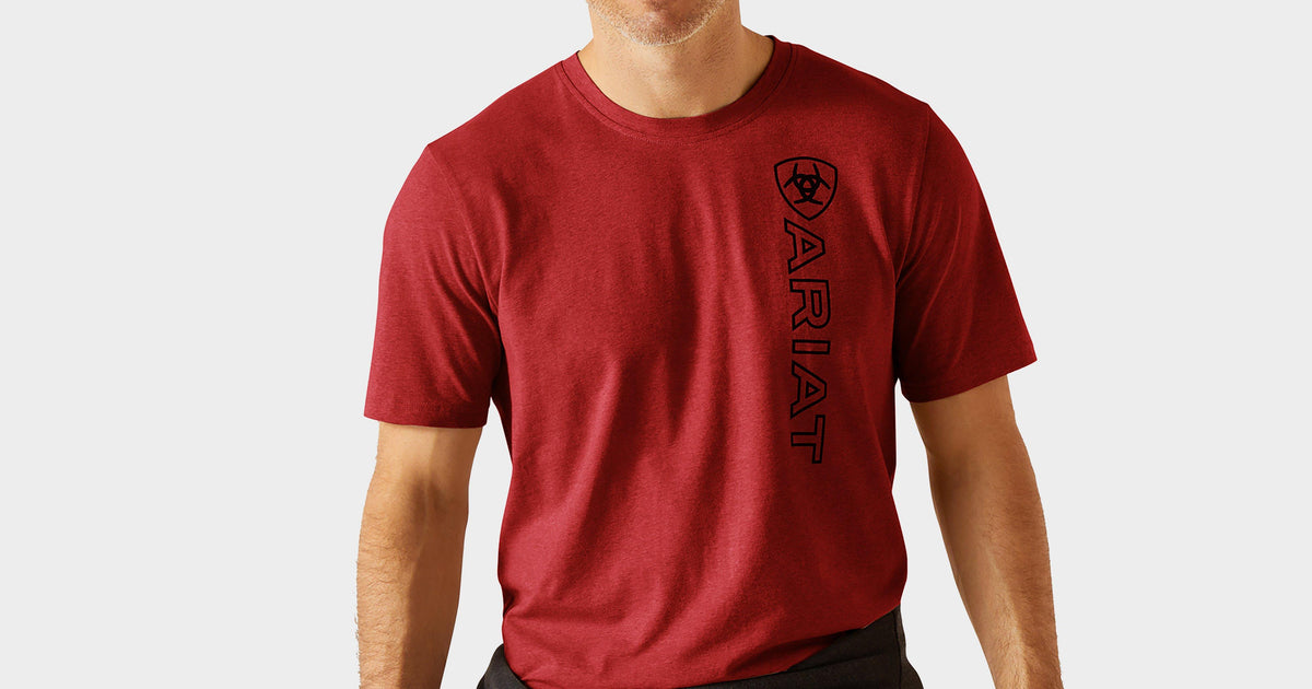 Ariat Mens Vertical Logo Short Sleeved Top Sun-Dried Tomato – Naylors