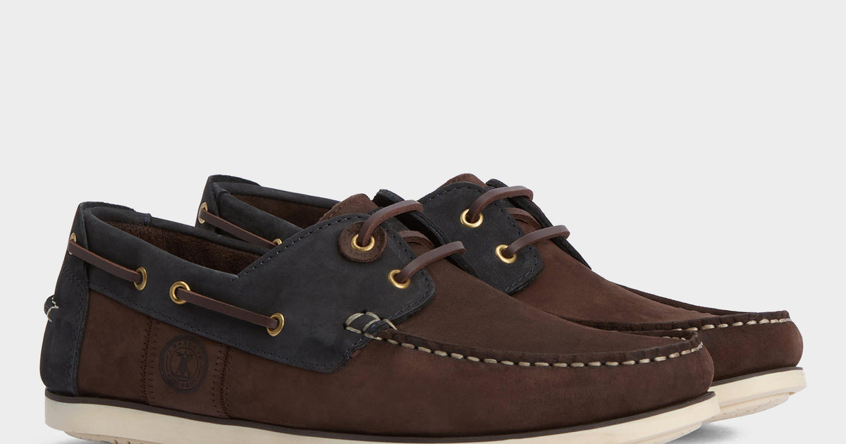 Barbour Mens Wake Boat Shoes Brown/Navy – Naylors