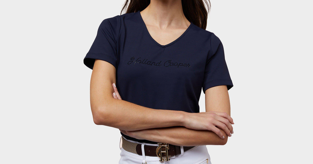 Holland Cooper Womens Training V-Neck Tee Ink Navy – Naylors
