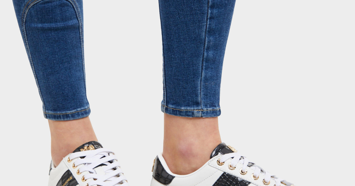 Holland Cooper Womens Knightsbridge Court Trainers Black Croc – Naylors